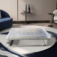 China Modern Rectangular Transparent Acrylic Coffee Table High End Metal Art Side Table for sale