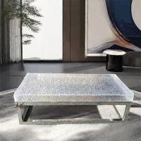 China Modern Rectangular Transparent Acrylic Coffee Table High End Metal Art Side Table for sale