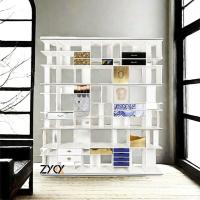 China Multi Layer Partition Solid Wood Bookcase Modern Office Furniture Creative Drawer Display Shelf for sale