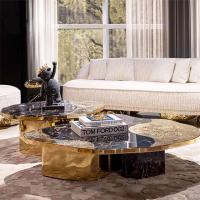 China Stainless Steel Light Luxury Marble Combination Coffee Table Modern Home for sale