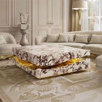 China Light Luxury Marble Coffee Table Creative Square Stainless Steel Design for sale