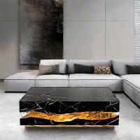 China Light Luxury Marble Coffee Table Creative Square Stainless Steel Design for sale