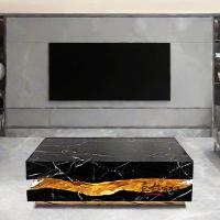 China Light Luxury Marble Coffee Table Creative Square Stainless Steel Design for sale