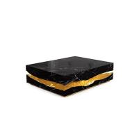 China Light Luxury Marble Coffee Table Creative Square Stainless Steel Design for sale