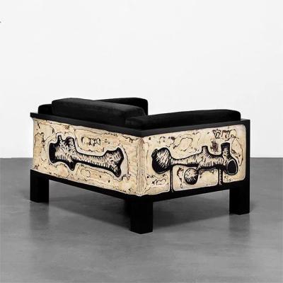 China Creative Solid Wood Carved Velvet Single Sofa Chair for Living Hall Villa Apartment for sale