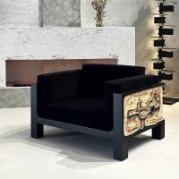 China Creative Solid Wood Carved Velvet Single Sofa Chair for Living Hall Villa Apartment for sale