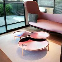 China Personalized Art Tempered Glass Coffee Table Round Pattern Color Gradient for sale