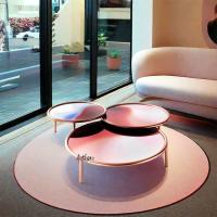 China Personalized Art Tempered Glass Coffee Table Round Pattern Color Gradient for sale