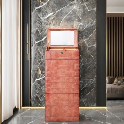 China Solid Wood Jewelry Cabinet Fingerprint Lock Light Luxury Foldable Storage Modern Design for sale