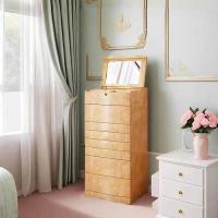 China Solid Wood Jewelry Cabinet Fingerprint Lock Light Luxury Foldable Storage Modern Design for sale