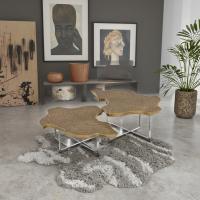 China Acrylic Stainless Steel Coffee Table Irregularly Etched Personalized Design for sale