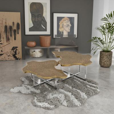 China Acrylic Stainless Steel Coffee Table Irregularly Etched Personalized Design for sale