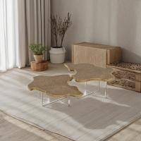 China Acrylic Stainless Steel Coffee Table Irregularly Etched Personalized Design for sale