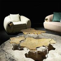 China Acrylic Stainless Steel Coffee Table Irregularly Etched Personalized Design for sale
