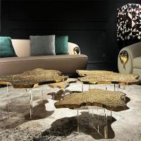 China Acrylic Stainless Steel Coffee Table Irregularly Etched Personalized Design for sale