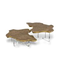China Acrylic Stainless Steel Coffee Table Irregularly Etched Personalized Design for sale