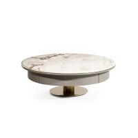 China Marble Birch Wood Coffee Table Rotating Drawer Wabi Sabi Movable Design for sale