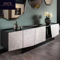 China Toughened Glass Storage Cabinet Solid Wood TV Stand Villa Hall Home Design for sale
