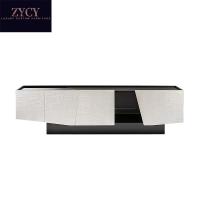 China Toughened Glass Storage Cabinet Solid Wood TV Stand Villa Hall Home Design for sale