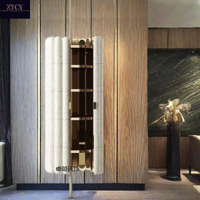 China Rotating Solid Wood Wine Cabinet Modern Style Display Pillar Home Decor for sale
