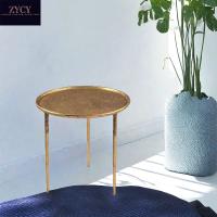 China Italian Small Round Pure Copper Coffee Table Modern High Grade Combination for sale