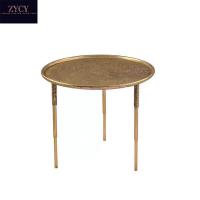 China Italian Small Round Pure Copper Coffee Table Modern High Grade Combination for sale