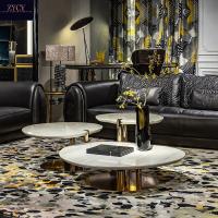 China Villa Modern Coffee Table High Low Combination Stainless Steel Marble Italian Luxury Style for sale