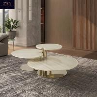 China Villa Modern Coffee Table High Low Combination Stainless Steel Marble Italian Luxury Style for sale
