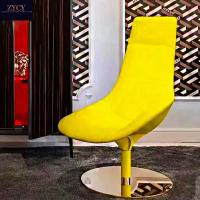 China Tulip Shape Swivel Accent Chair Upholstered Metal Base for Living Room Hotel Lobby for sale