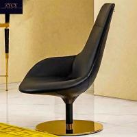 China Tulip Shape Swivel Accent Chair Upholstered Metal Base for Living Room Hotel Lobby for sale