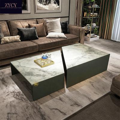 China Rectangular Metal Marble Coffee Table Creative Designer High End Modern for sale
