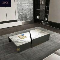 China Rectangular Metal Marble Coffee Table Creative Designer High End Modern for sale