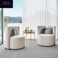 China Genuine Leather Italian Modern Designer Single Sofa Chair High End Back for Villa Living Room for sale