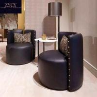 China Genuine Leather Italian Modern Designer Single Sofa Chair High End Back for Villa Living Room for sale