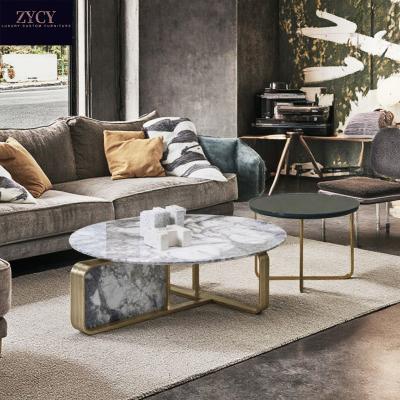 China Villa Hotel Designer Marble Coffee Table Metal Material Italian High End Luxury for sale