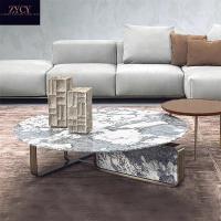 China Villa Hotel Designer Marble Coffee Table Metal Material Italian High End Luxury for sale