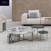 China Villa Hotel Designer Marble Coffee Table Metal Material Italian High End Luxury for sale