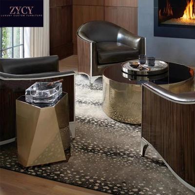 China Polygon Marble Metal Coffee Table Modern Italian Hotel Villa Decor Design for sale