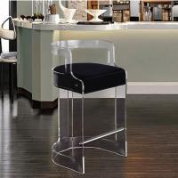 China Transparent Acrylic Velvet Bar Stool Modern Commercial Cafe Hotel Nordic Dining for sale