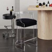 China Transparent Acrylic Velvet Bar Stool Modern Commercial Cafe Hotel Nordic Dining for sale