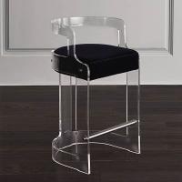 China Transparent Acrylic Velvet Bar Stool Modern Commercial Cafe Hotel Nordic Dining for sale