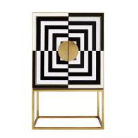 China Tall Custom Wood Sideboard Stainless Steel Wall Art Deco Wine Cabinet Design for sale