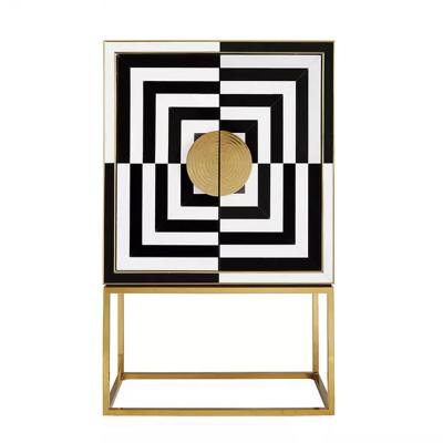 China Tall Custom Wood Sideboard Stainless Steel Wall Art Deco Wine Cabinet Design for sale