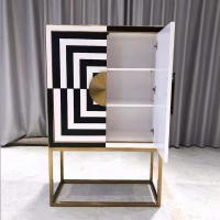 China Tall Custom Wood Sideboard Stainless Steel Wall Art Deco Wine Cabinet Design for sale