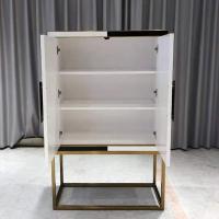 China Tall Custom Wood Sideboard Stainless Steel Wall Art Deco Wine Cabinet Design for sale