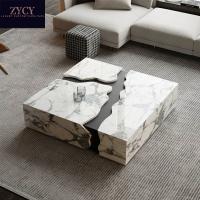 China Square Crack Pattern Italian Marble Coffee Table Movable Decorative Stone for sale