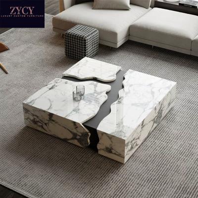 China Square Crack Pattern Italian Marble Coffee Table Movable Decorative Stone for sale