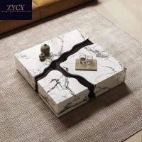 China Square Crack Pattern Italian Marble Coffee Table Movable Decorative Stone for sale