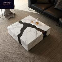 China Square Crack Pattern Italian Marble Coffee Table Movable Decorative Stone for sale