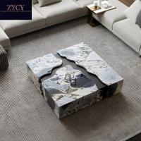 China Square Crack Pattern Italian Marble Coffee Table Movable Decorative Stone for sale